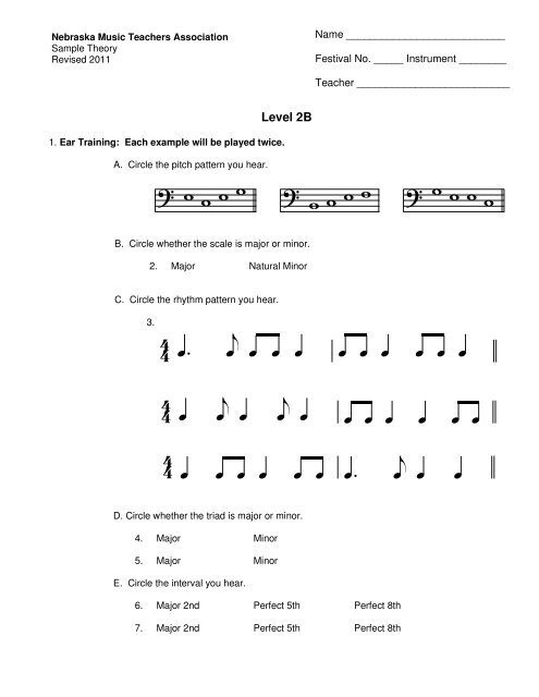 Level 2B Theory Test Sample - Nebraska Music Teachers Association