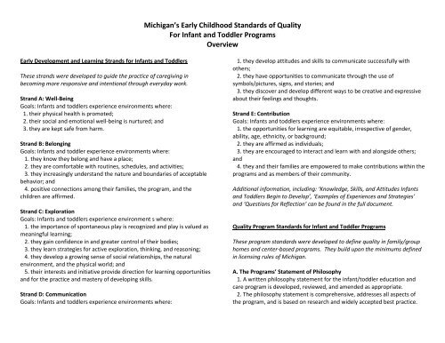 Michigan's Early Childhood Standards of Quality For Infant and ...