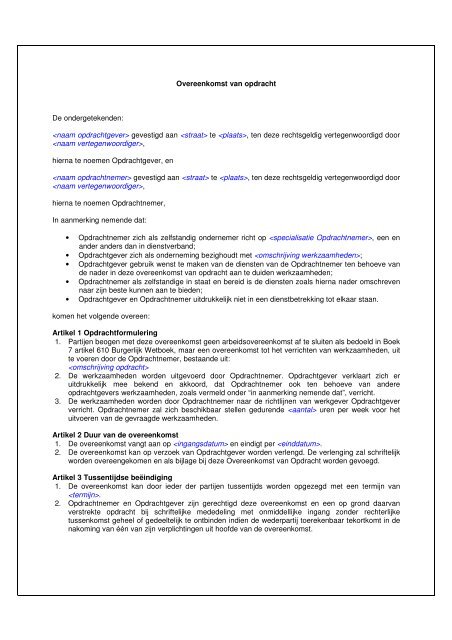 Overeenkomst van opdracht De ondergetekenden ... - Beterlonen.nl