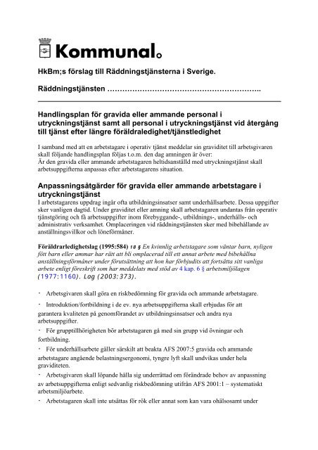 Handlingsplan för gravida och ammande - Kommunal