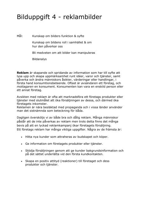 Bilduppgift 4 - reklambilder - Ahlafors Fria Skola