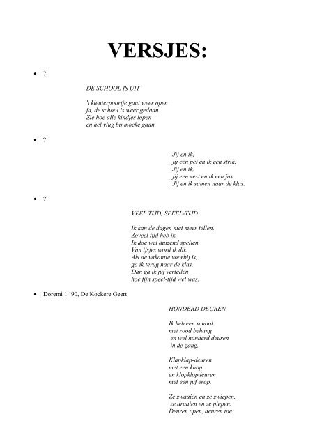 VERSJES: - Kleutergroep