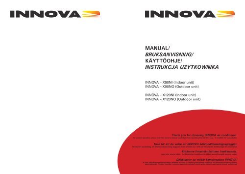 MANUAL/ BRUKSANVISNING/ KÄYTTÖOHJE ... - Innova