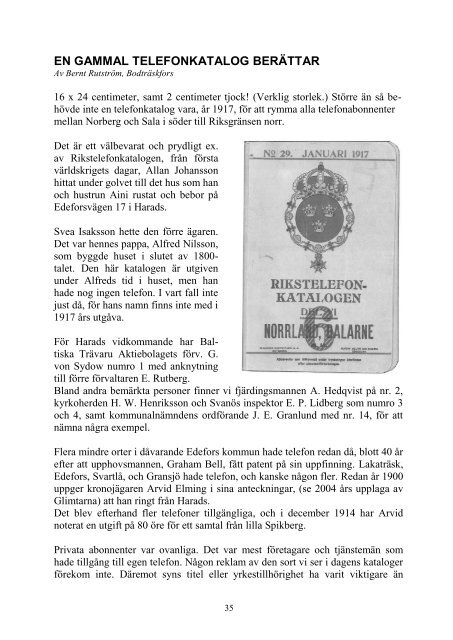 EN GAMMAL TELEFONKATALOG BERÄTTAR