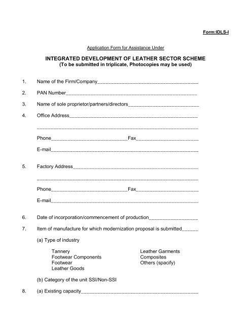 IDLS Form - I in PDF - Footwear Design and Development Institute