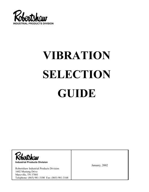 VIBRATION SELECTION GUIDE - Ferret