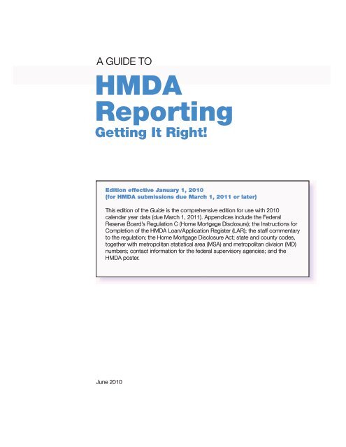 A GUIDE TO HMDA