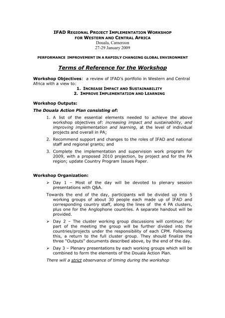 Terms of Reference for the Workshop - FIDAfrique