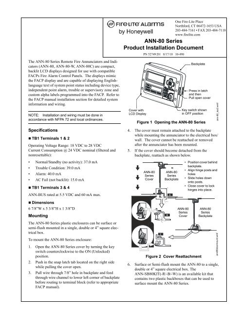 ANN-80 Series Product Installation Document - Fire-Lite Alarms