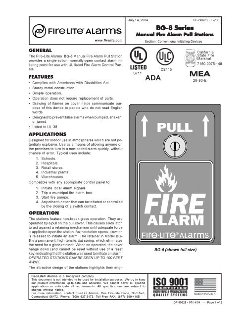 Data Sheet - Fire-Lite Alarms