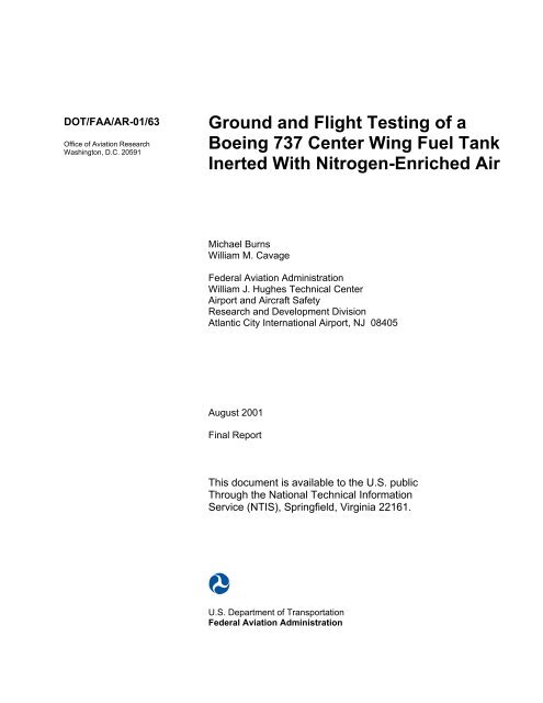 Ground and Flight Testing of a Boeing 737 Center Wing Fuel Tank ...