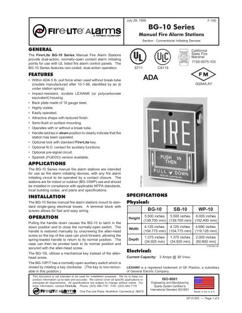 BG-10 Series ADA - Fire-Lite Alarms