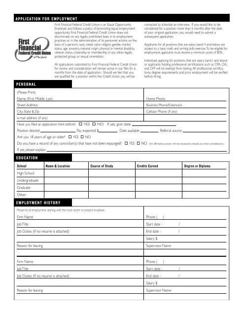 Basic Employment Application