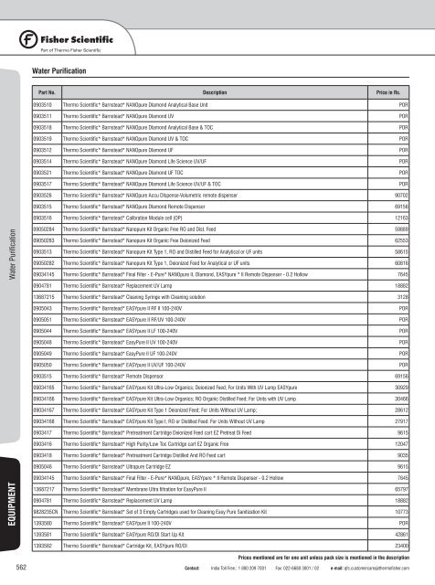 Water Purification - Fisher Scientific: Lab Equipment