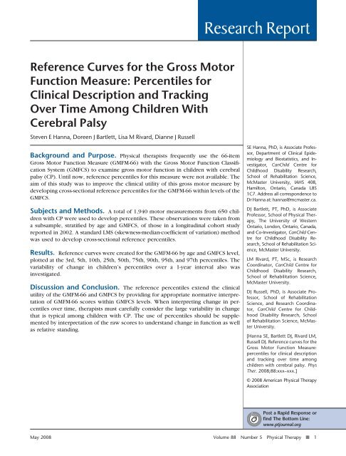 Reference Curves For The Gross Motor Function Measure, 58% OFF
