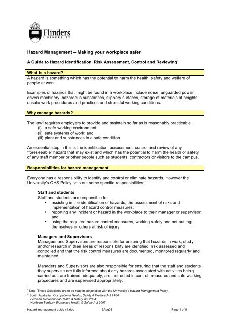 Hazard Management - Flinders University