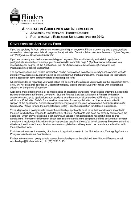 Application Guidelines - Flinders University