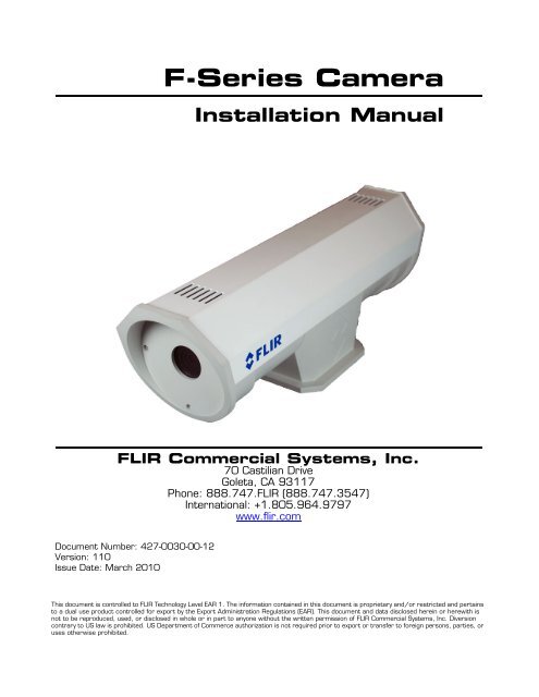 F-Series Camera Installation Manual