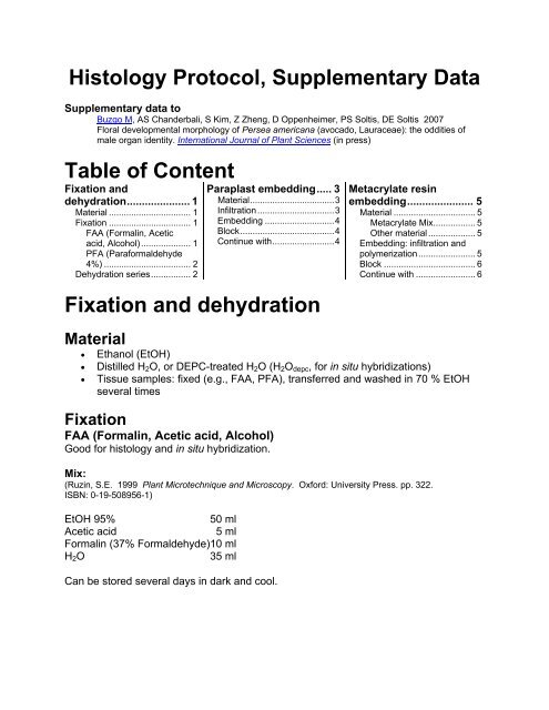 Histology Protocol, Supplementary Data - University of Florida