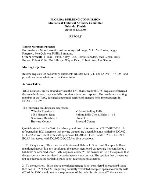 Minutes - Florida Building Code Information System