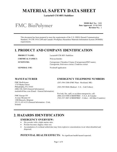 Lactarin® CM 4051 Stabilizer - FMC Corporation