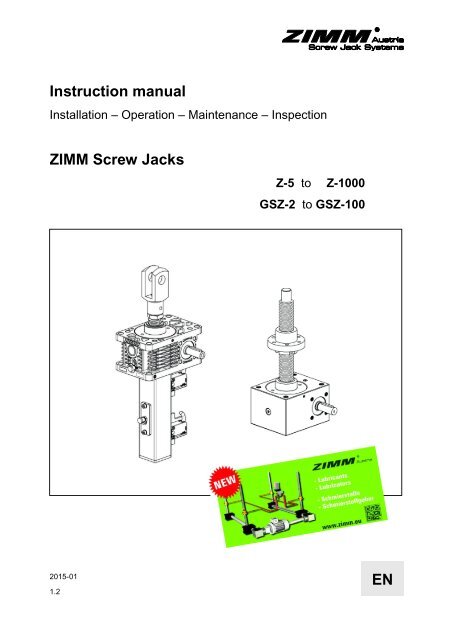 Instruction manual ZIMM screw jacks | 1.2 - EN