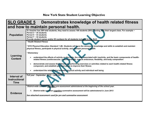 Sample 5th Grade SLO