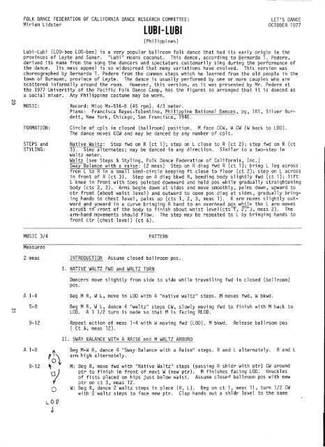 LUBI-LUBI - Folk Dance Federation of California