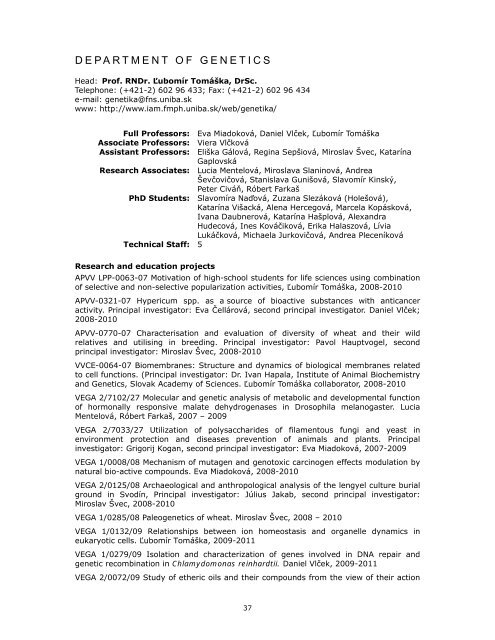 DEPARTMENT OF GENETICS