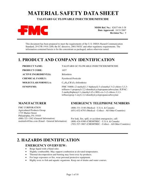talstar® gc flowable insecticide/miticide - FMC Corporation