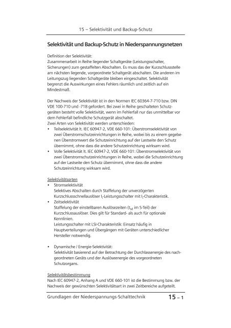 Selektivität und Backup-Schutz in Niederspannungsnetzen - Siemens