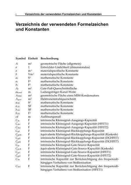 Verzeichnis der verwendeten Formelzeichen und ... - bei DuEPublico