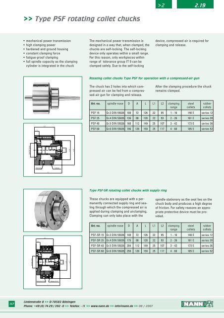 Type PSF rotating collet chucks - Nann – Shop