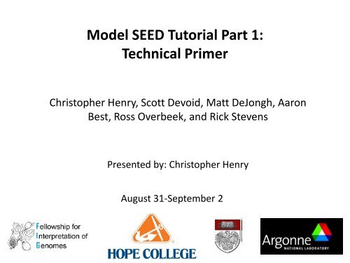Model SEED Tutorial Part 1: Technical Primer - Theseed