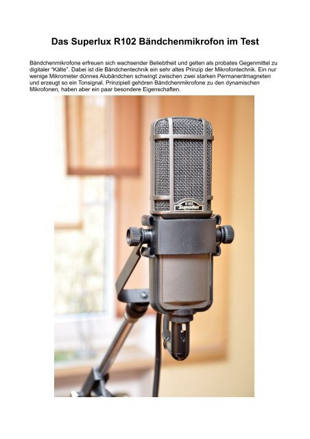Das Superlux R102 Bändchenmikrofon im Test