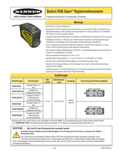 R58 Expert™ Registermarkensensoren - Banner Engineering