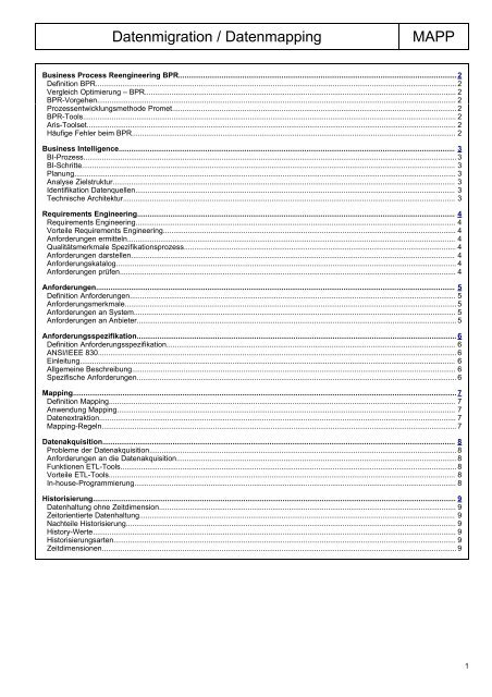Datenmigration / Datenmapping MAPP