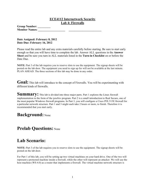 Background:None Prelab Questions:None Lab ... - ECE Users Pages