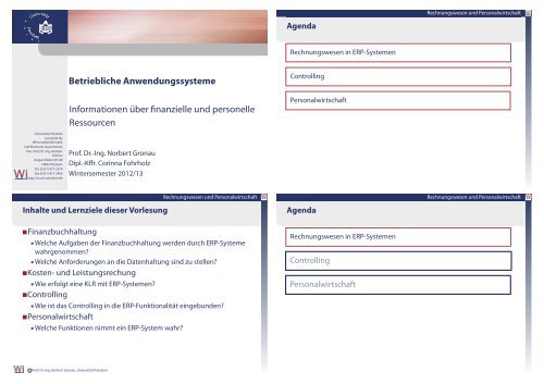 Betriebliche Anwendungssysteme Informationen über finanzielle ...