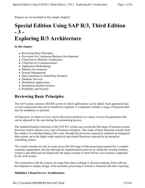 Special Edition Using Sap R3 Third Edition