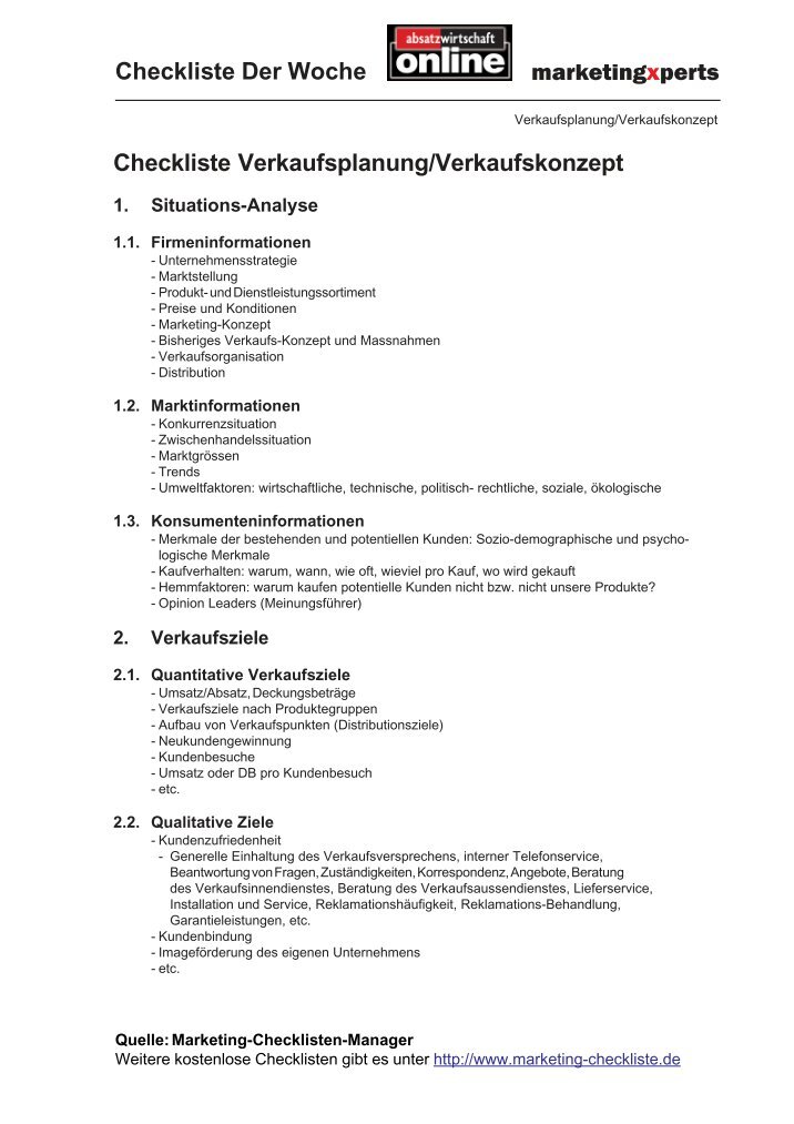 Verkaufsplanung Magazine