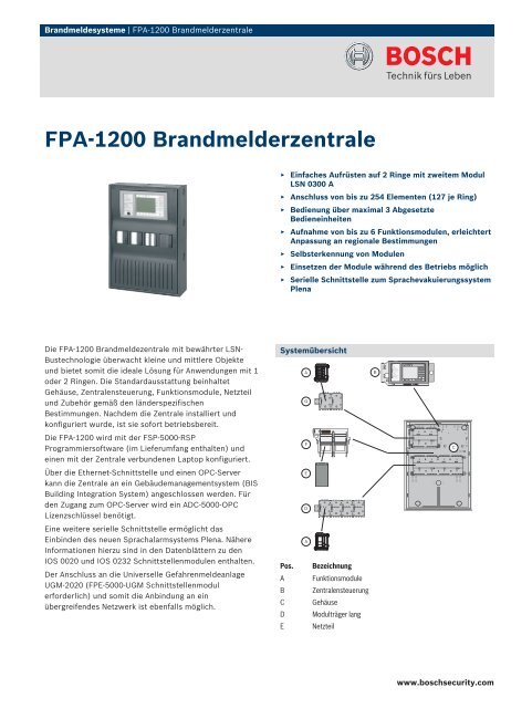 FPA-1200 Brandmelderzentrale - Bosch Security Systems
