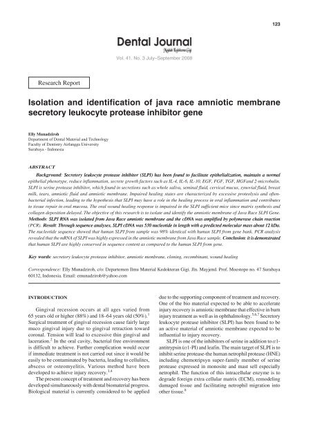 Isolation and identification of java race amniotic ... - Journal | Unair
