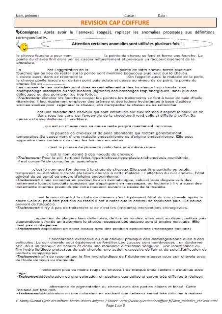 REVISION CAP COIFFURE