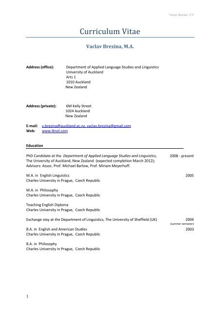 Curriculum Vitae - Corpus linguistics and...