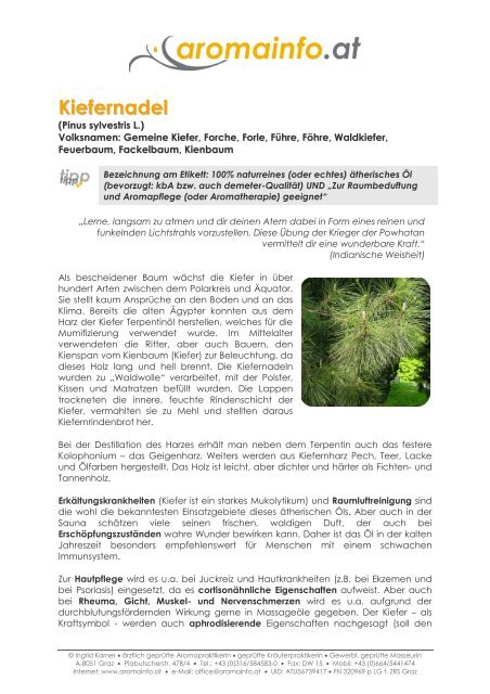 Kiefernadel - Aromatherapie-Aromapflege