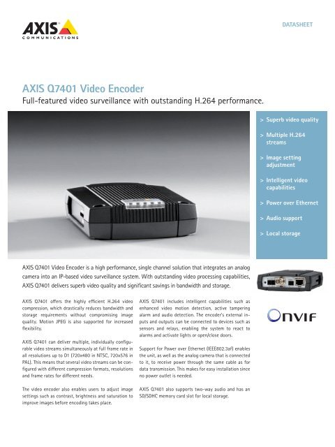 AXIS Q7401 Video Encoder - Axis Communications
