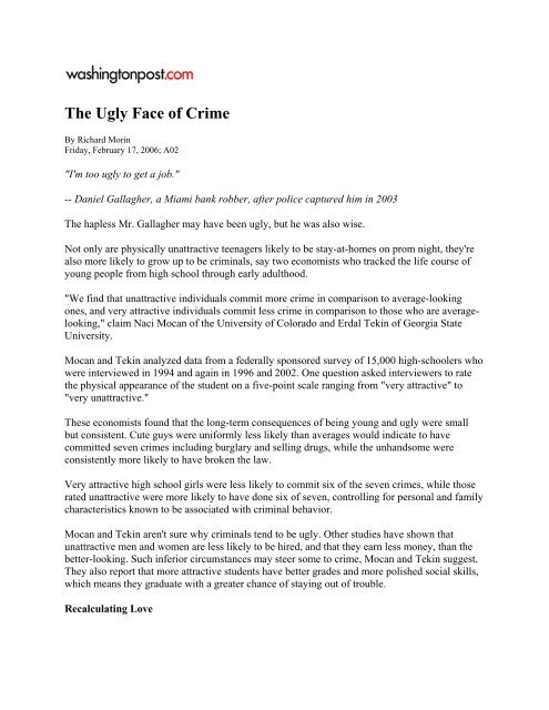 The Ugly Face of Crime