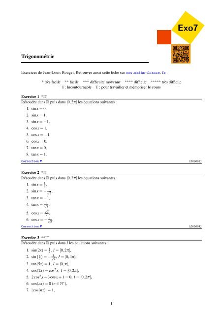 Trigonométrie - Exo7 - Emath.fr