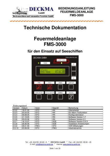 Handbuch FMS 3000 Software 3.3.x - Deckma GmbH